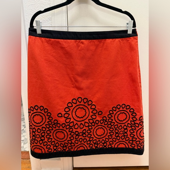 Boden | Skirts | Boden Dark Orange 0 Cotton Embroidered Floral Boho ...